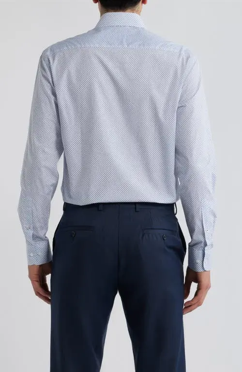 DANIEL HECHTER Paris Modern Fit Neat Geometric Print Cotton Dress Shirt - White