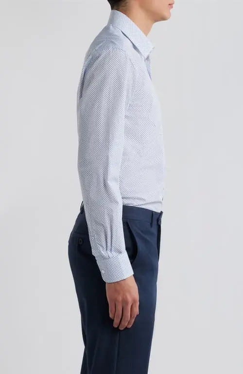 DANIEL HECHTER Paris Modern Fit Neat Geometric Print Cotton Dress Shirt - White