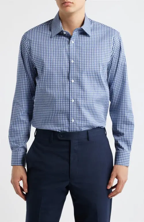 DANIEL HECHTER Trim Fit Check Cotton Dress Shirt - Blue