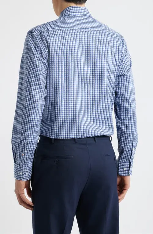 DANIEL HECHTER Trim Fit Check Cotton Dress Shirt - Blue