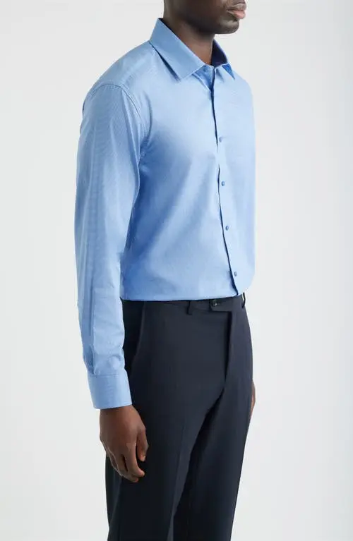 DANIEL HECHTER Paris Modern Fit Micropattern Cotton Dress Shirt - Blue