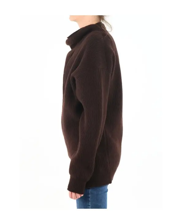 THE ROW High-neck Ribbed Wool Pullover