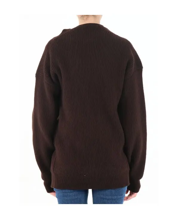 THE ROW High-neck Ribbed Wool Pullover