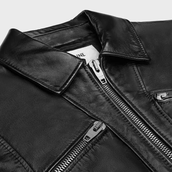 Celine Straight Blouson Jacket In Soft Lambskin