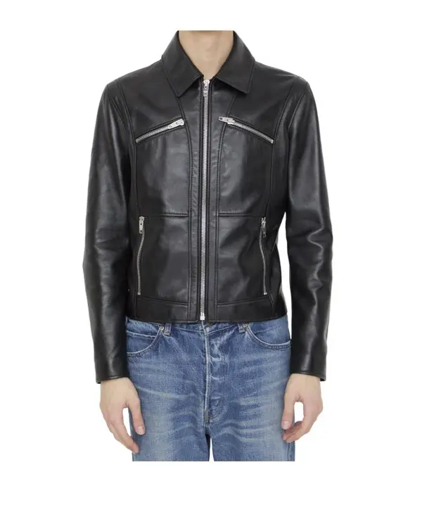 Celine Straight Blouson Jacket In Soft Lambskin