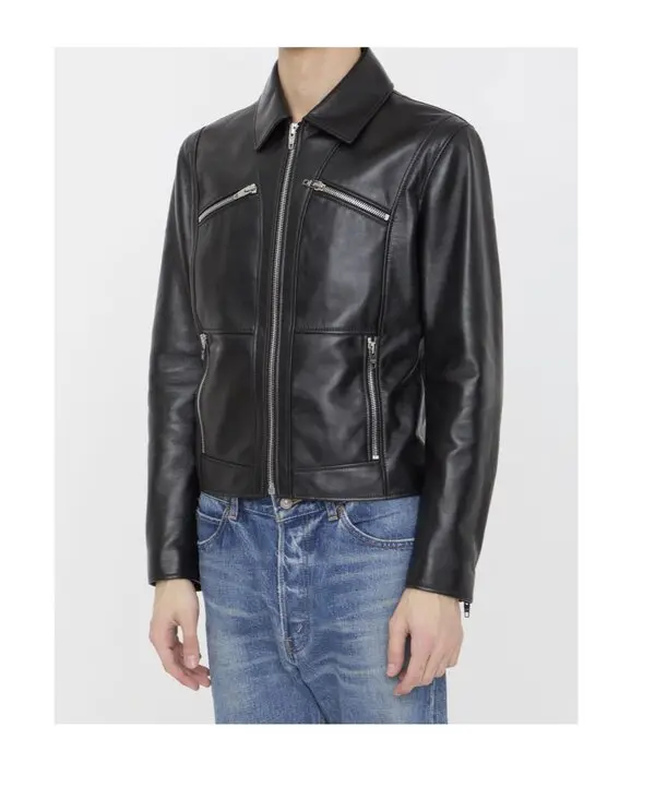 Celine Straight Blouson Jacket In Soft Lambskin