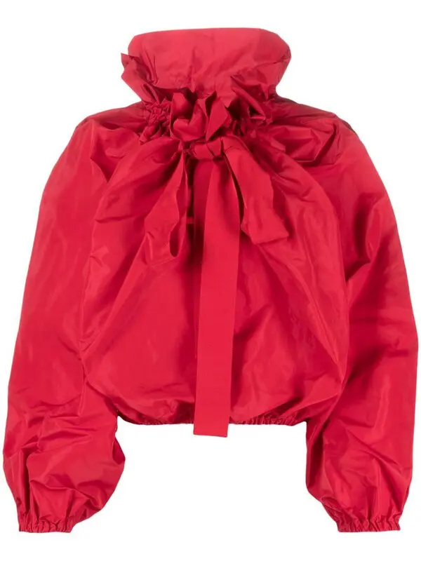 PATOU Pussy-bow Blouse With Bubble Sleeves And Ruffle Detail