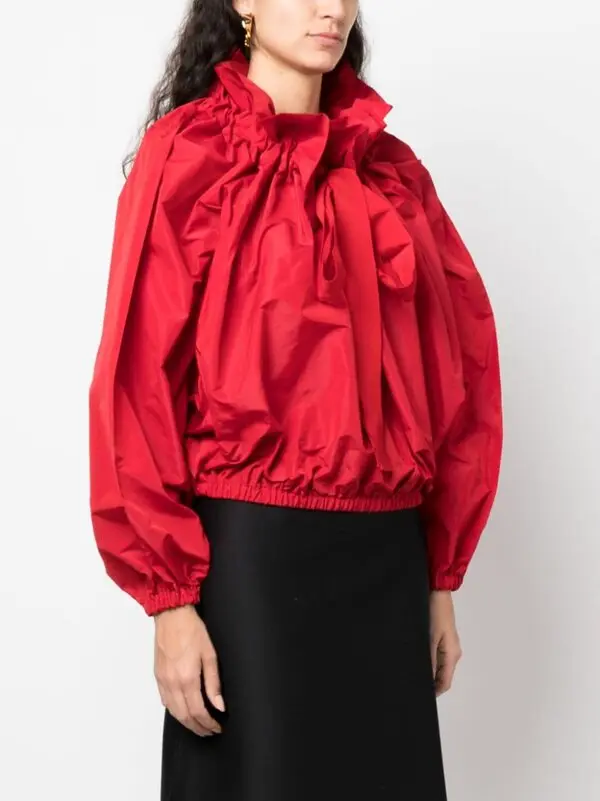 PATOU Pussy-bow Blouse With Bubble Sleeves And Ruffle Detail