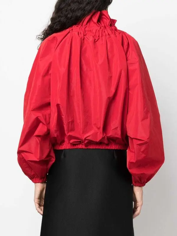PATOU Pussy-bow Blouse With Bubble Sleeves And Ruffle Detail