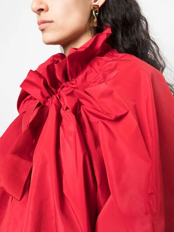 PATOU Pussy-bow Blouse With Bubble Sleeves And Ruffle Detail