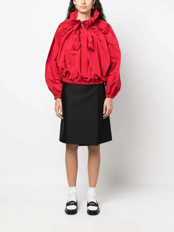 PATOU Pussy-bow Blouse With Bubble Sleeves And Ruffle Detail