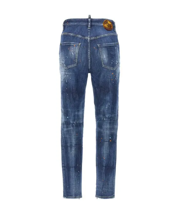 Dsquared2 Distressed Tapered Jeans With Paint Stains