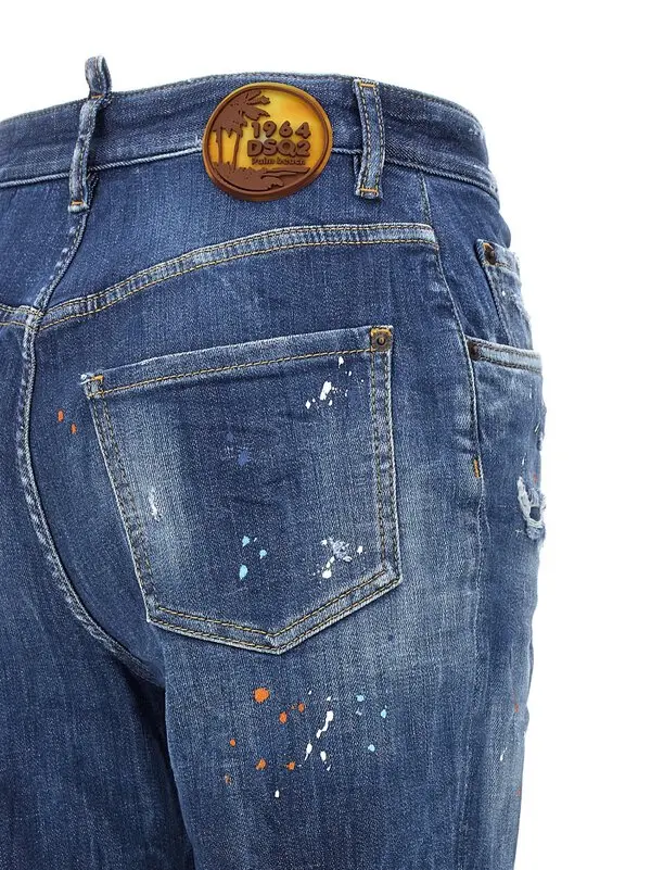 Dsquared2 Distressed Tapered Jeans With Paint Stains