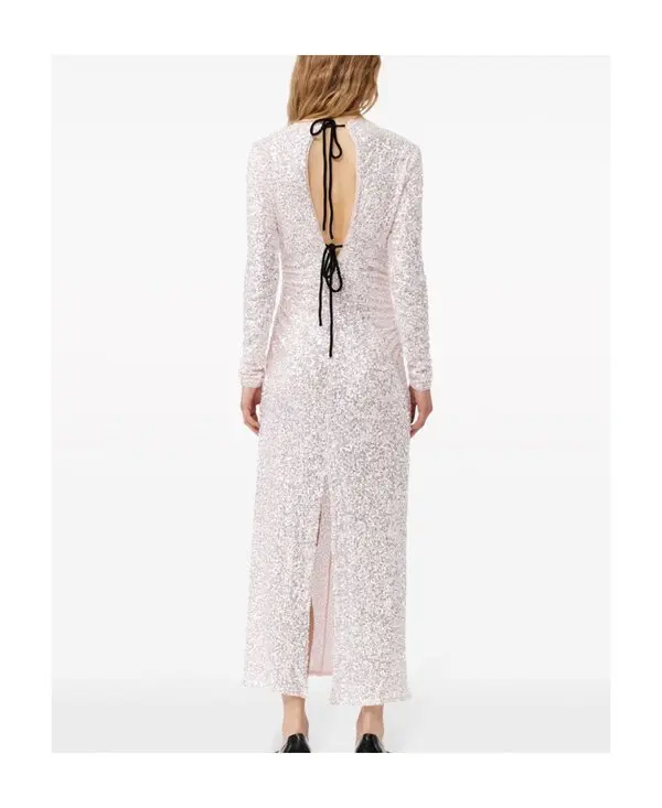 GANNI Sequinned Long Sleeve Maxi Dress