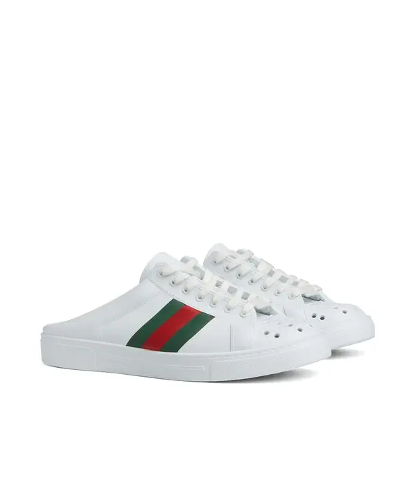 Gucci Ace Lace-up Mules - White
