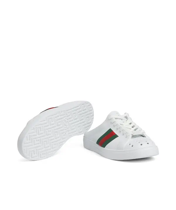 Gucci Ace Lace-up Mules - White