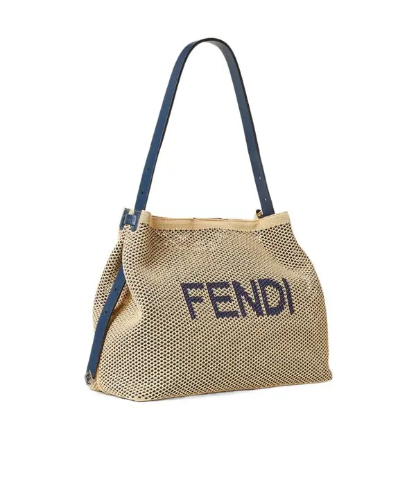 Fendi Large Raffia Logo Hobo Bag