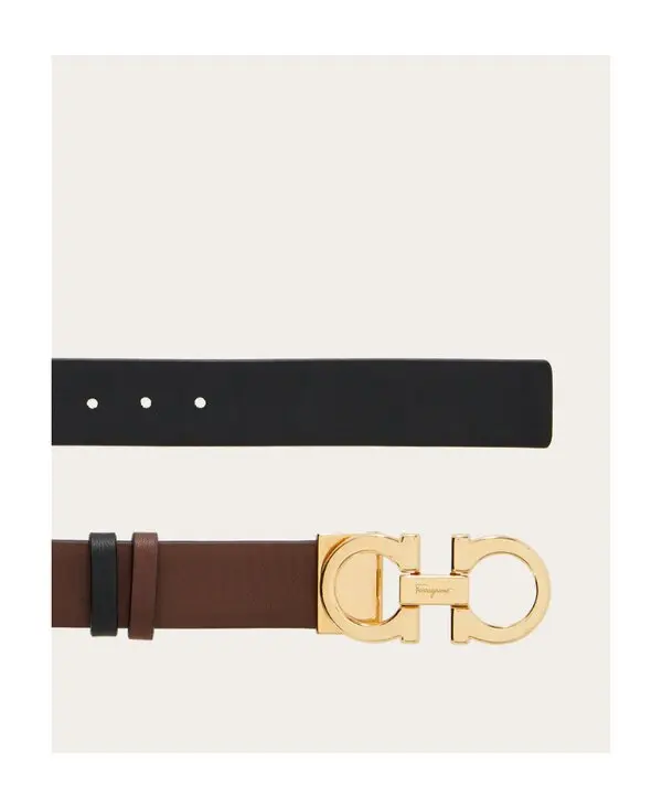 FERRAGAMO Gancini Reversible Leather Belt - Brown