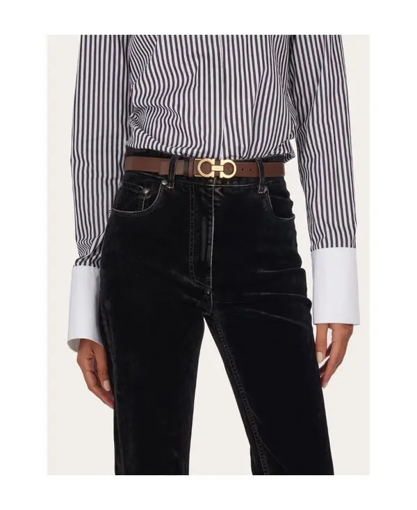 FERRAGAMO Gancini Reversible Leather Belt - Brown