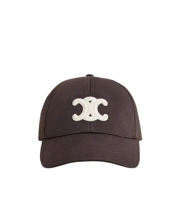 Celine Triomphe Baseball Cap In Cotton Gabardine - Macassar