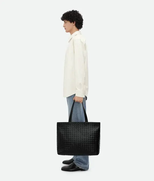 Bottega Veneta Large Intrecciato Zipped Tote - Black