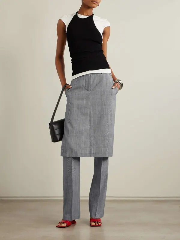 Coperni Layered Plaid Straight Leg Pants