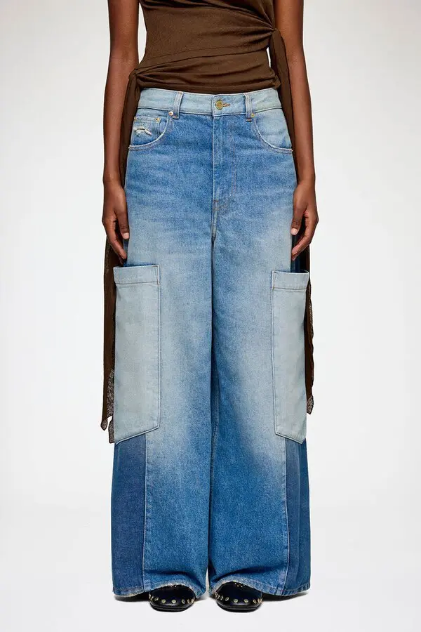 GANNI Patchwork Cargo Jeans