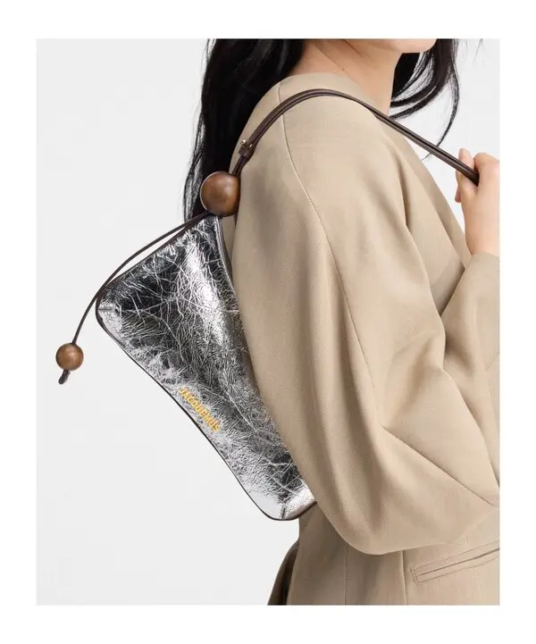 Jacquemus Le Bisou Perle Beaded Shoulder Bag - Silver