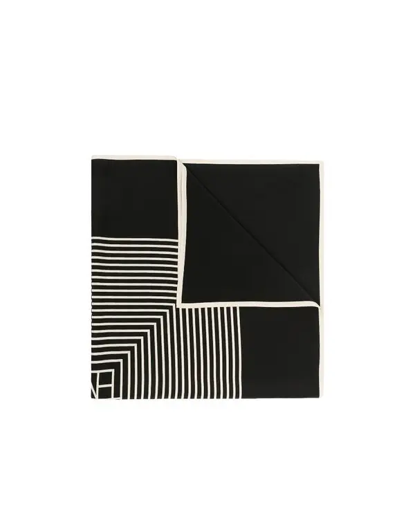 TOTEME Stripe Printed Square-shaped Scarf - Black