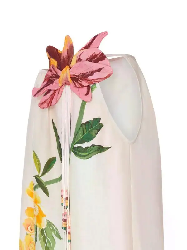 Farm Rio One-shoulder Floral Appliqué Dress