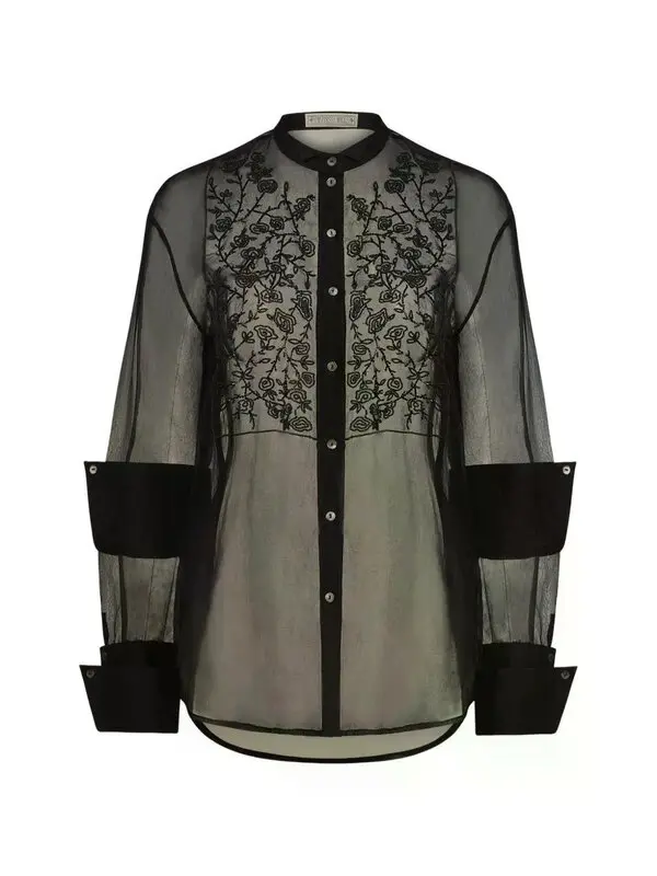 CONTESSA MILLS Winifred Bead-embroidered Silk Organza Shirt
