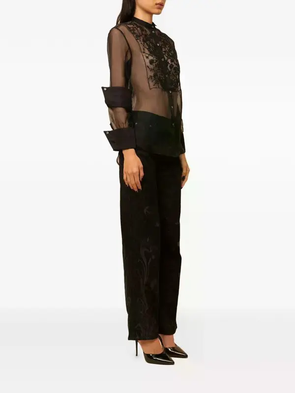 CONTESSA MILLS Winifred Bead-embroidered Silk Organza Shirt