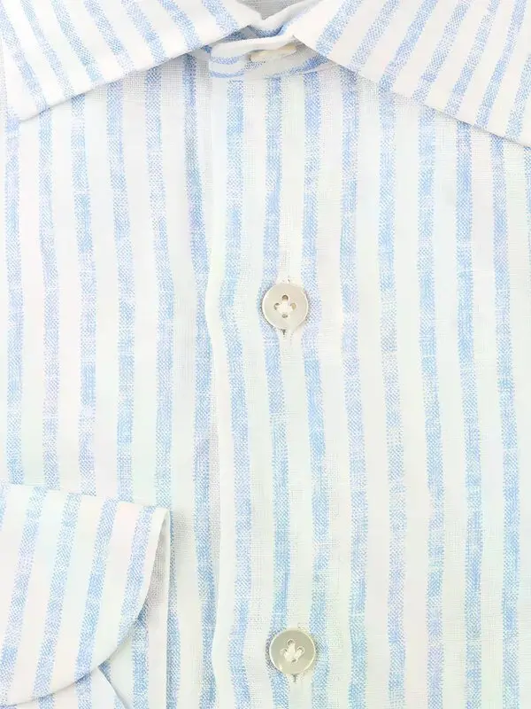 BORRIELLO NAPOLI Stripe-print Long-sleeved Shirt - Blue