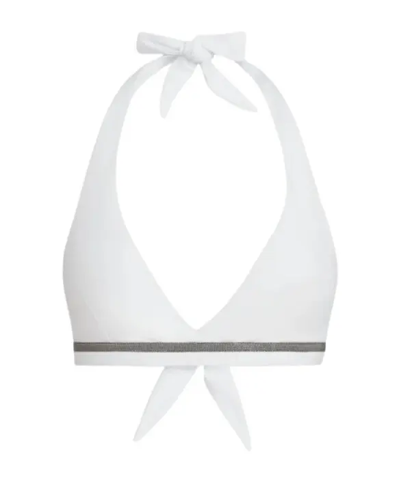 Brunello Cucinelli Monili Triangle Bikini Top - White