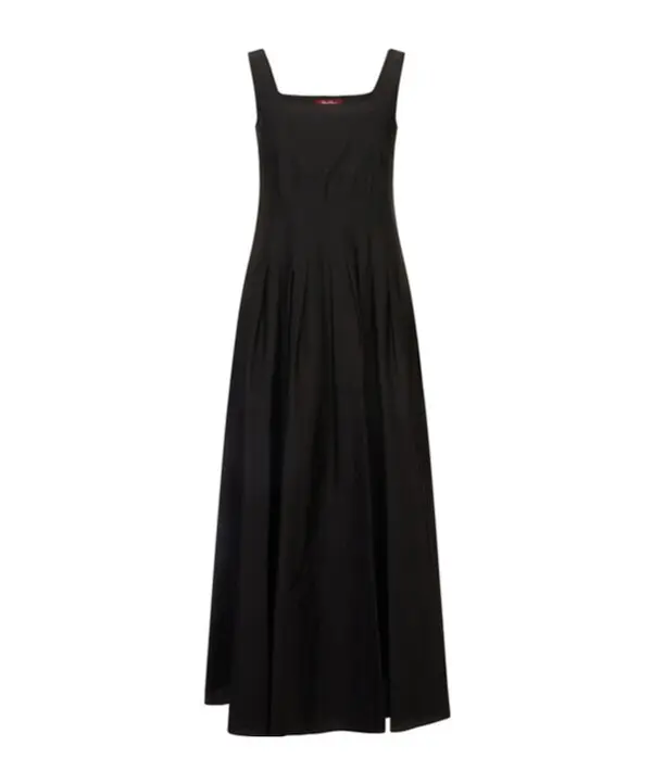 Max Mara Square-neck Pleated Midi Dress - Black