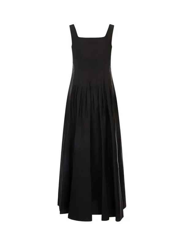Max Mara Square-neck Pleated Midi Dress - Black