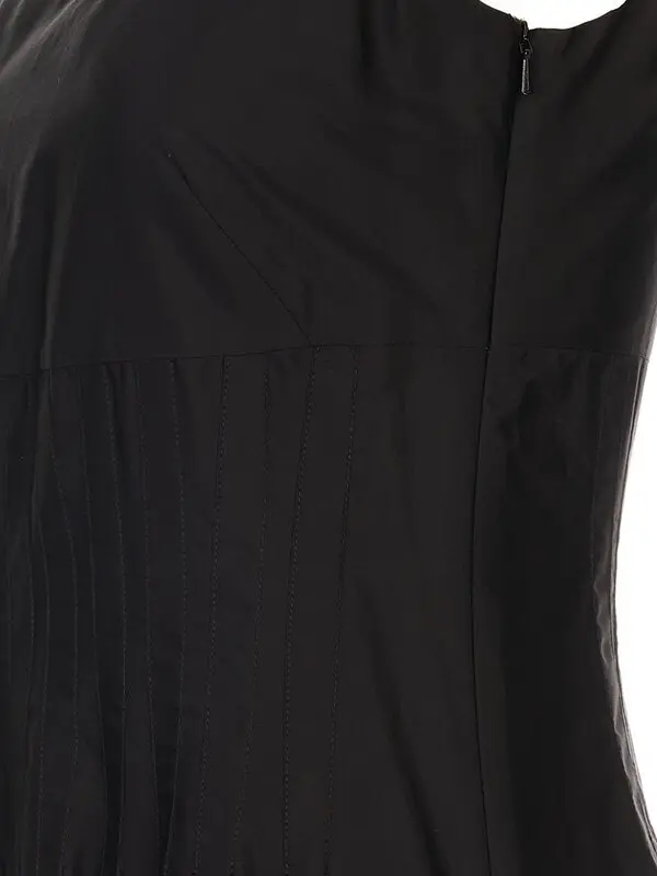 Max Mara Square-neck Pleated Midi Dress - Black