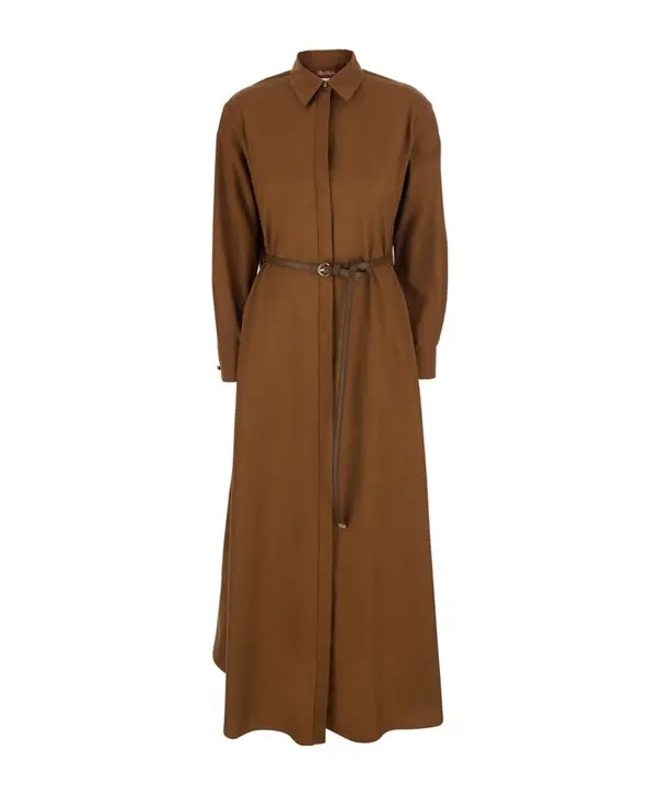 Max Mara Belted Tiered Shirt Midi Dress