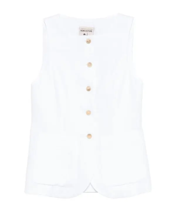 SEMICOUTURE Sleeveless Vest With Button Closure