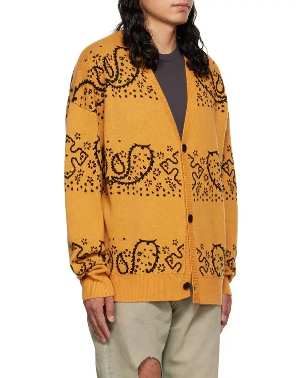 Rhude Paisley Print Button-front Cardigan - Yellow