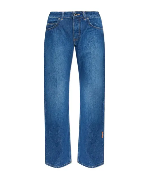 Off-White Logo Patch Straight Leg Jeans - Blue