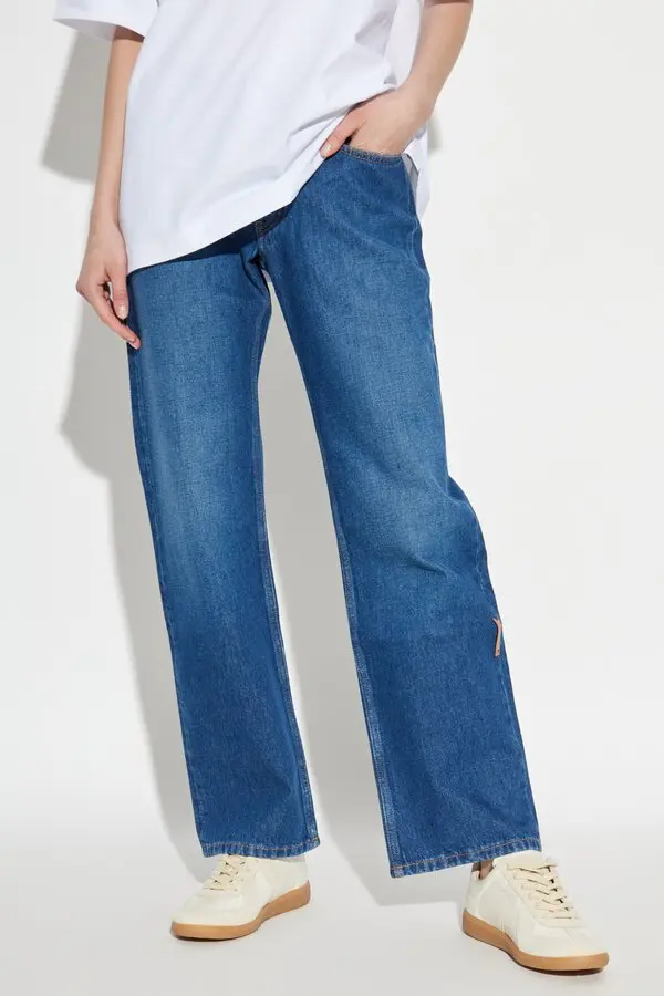Off-White Logo Patch Straight Leg Jeans
