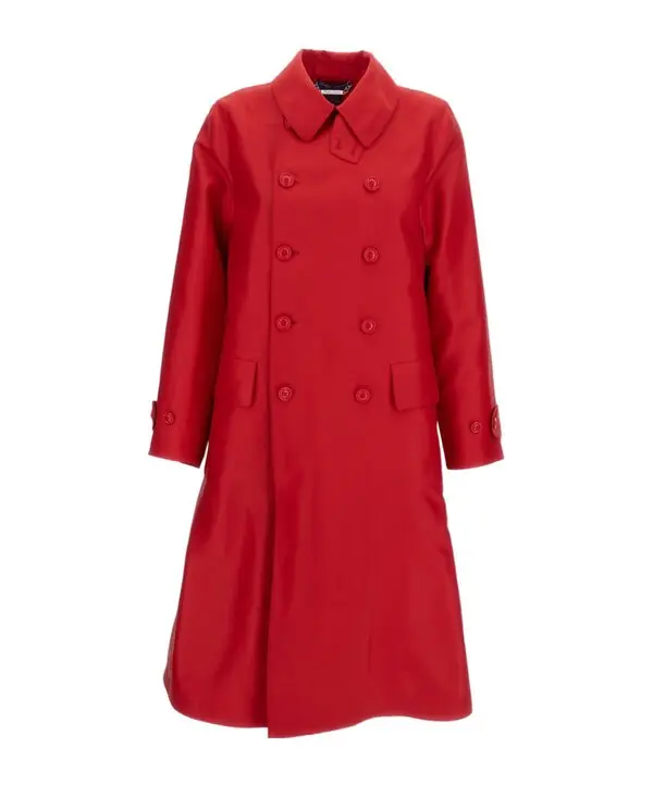 Ralph Lauren Raquel Double-breasted Satin Coat - Bright Red