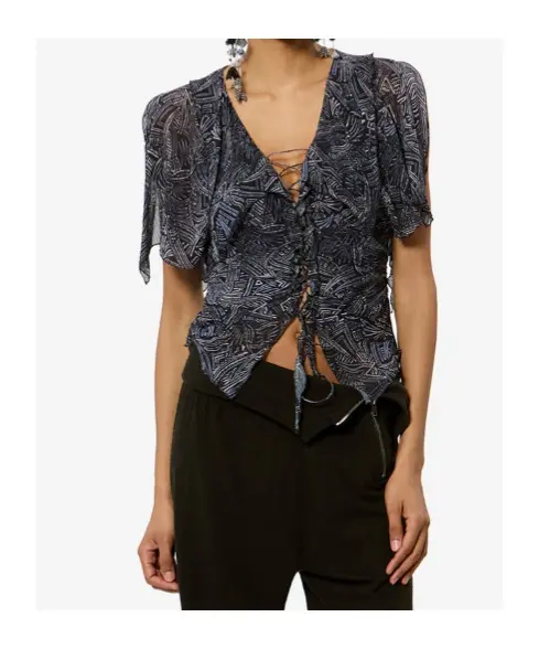 Isabel Marant Étoile Thanais Printed Deep V-neck Blouse - Midnight Blue