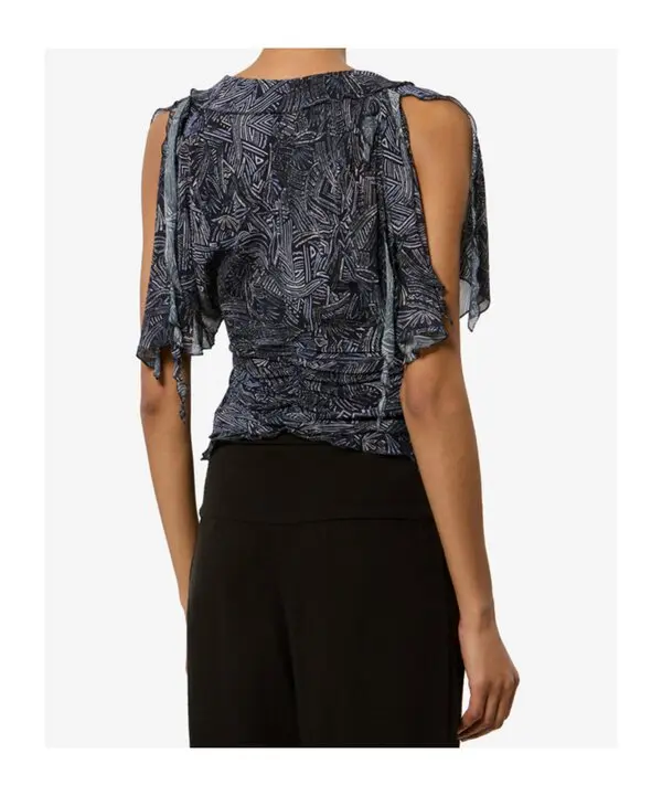 Isabel Marant Étoile Thanais Printed Deep V-neck Blouse - Midnight Blue