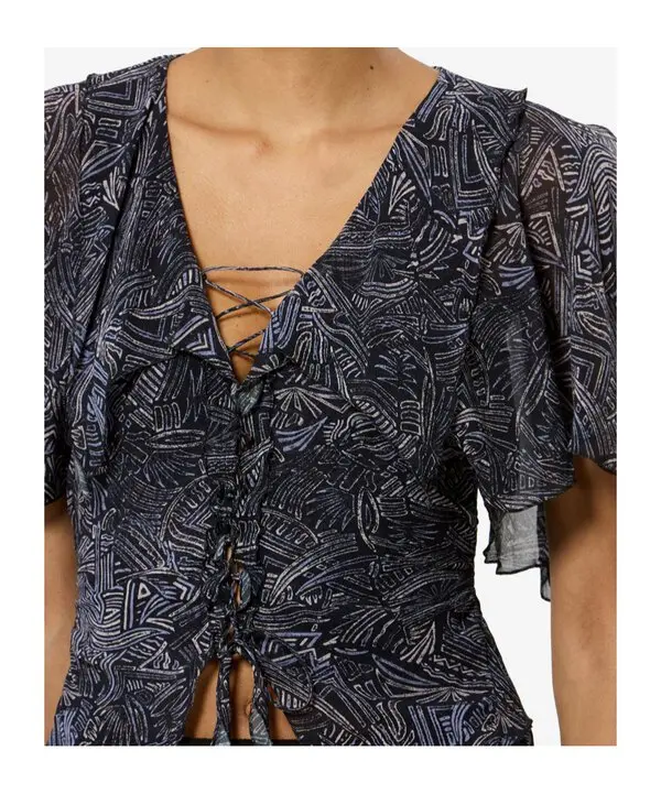 Isabel Marant Étoile Thanais Printed Deep V-neck Blouse - Midnight Blue