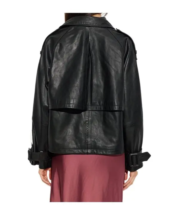 ALLSAINTS Long Sleeve Leather Double Breasted Jacket