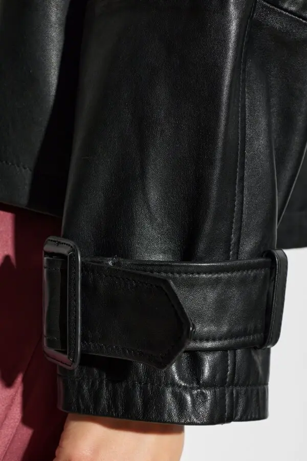 ALLSAINTS Long Sleeve Leather Double Breasted Jacket