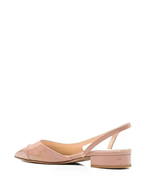 ANNA F. Patent Pointed-toe Slingback Flat Pumps