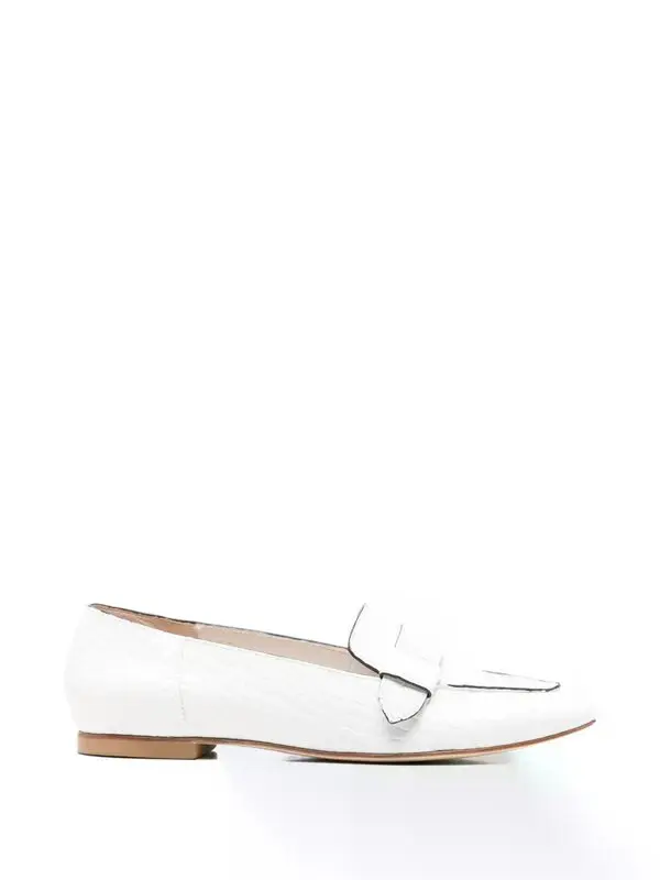 ANNA F. Croc-effect Leather Loafers